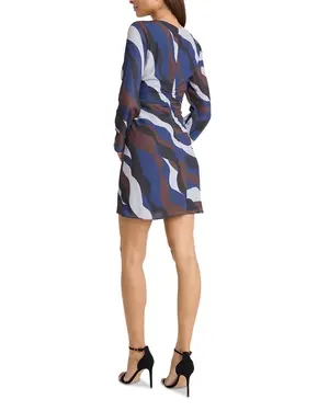 Maggy London Printed Long Sleeve Mini Dress
