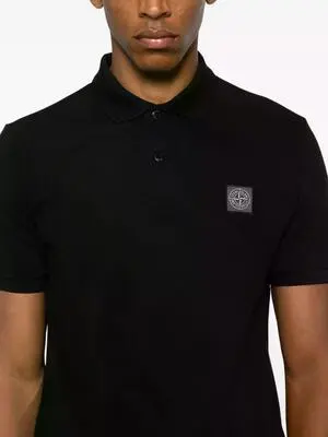 Stone Island Short-sleeve Patch Polo Shirt - Black