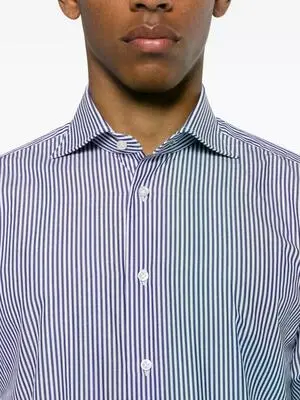 BORRIELLO NAPOLI Striped Cotton Shirt - Blue