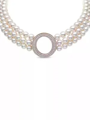 Yoko London 18k Rose Gold Diamond And Pearl Necklace - Pink