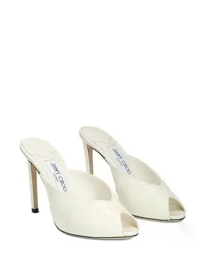 JIMMY CHOO Brigitte 100 Peep-toe Mules - Neutrals