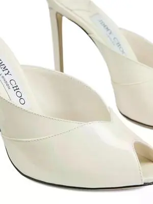 JIMMY CHOO Brigitte 100 Peep-toe Mules - Neutrals