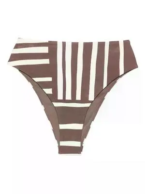 Sir The Label Linocut Striped Bikini Bottom - Brown