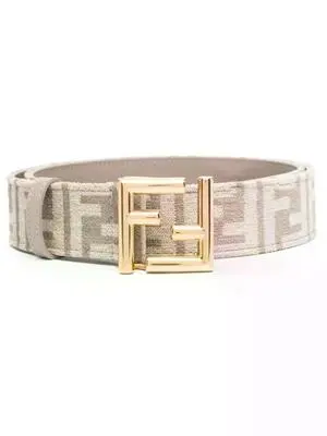 Fendi Ff-monogram Leather Belt - Neutrals