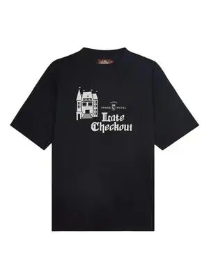 LATE CHECKOUT Hotel-logo T-shirt - Black