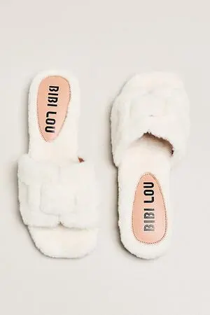 BIBI LOU Fluffy Holly Slides - Off White