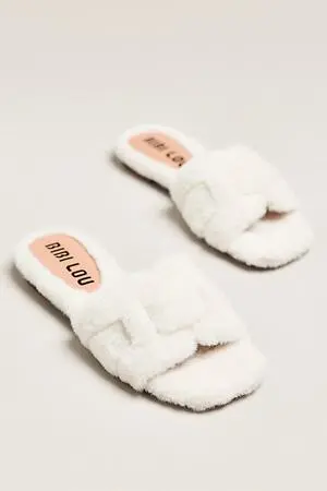 BIBI LOU Fluffy Holly Slides - Off White
