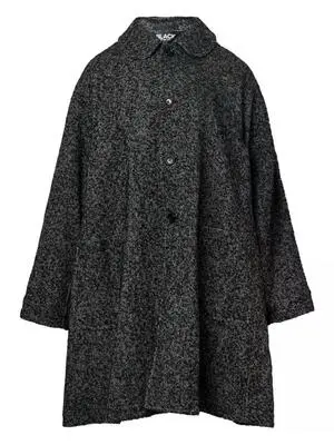 BLACK COMME DES GARÇONS Tweed Herringbone Round-collar Coat