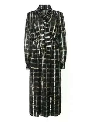 Alberta Ferretti Checked Bow-tie Midi Dress