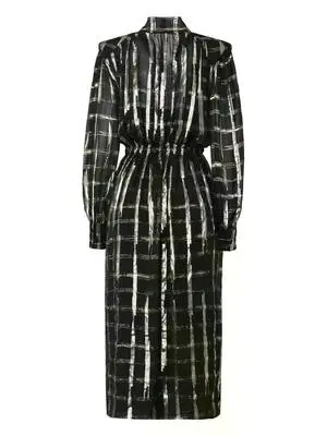 Alberta Ferretti Checked Bow-tie Midi Dress