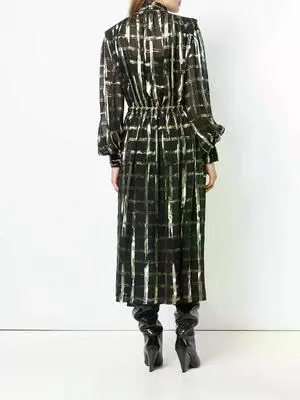 Alberta Ferretti Checked Bow-tie Midi Dress