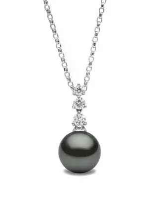 Yoko London 18k White Gold Tahitian Pearl And Diamond Pendant - Silver