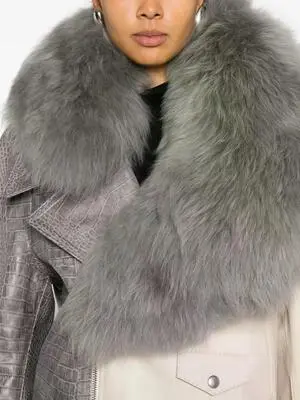 Marni Reptile-effect Jacket With Fur Collar