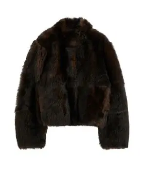 TOTEME Silky Shearling Jacket - Dark Brown