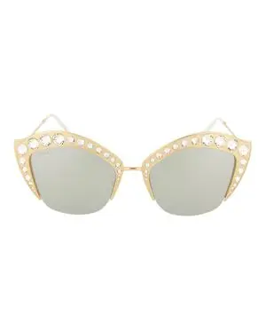 Gucci Cat Eye Sunglasses - Gold Silver (gg0114s/30001561/004)