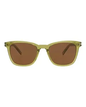 Saint Laurent Square Frame Recycled Acetate Sunglasses - Green Green Brown (sl716slim/30015807/004)