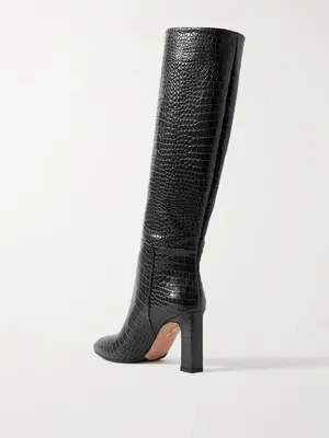AQUAZZURA Sellier 85 Croc-effect Leather Knee Boots