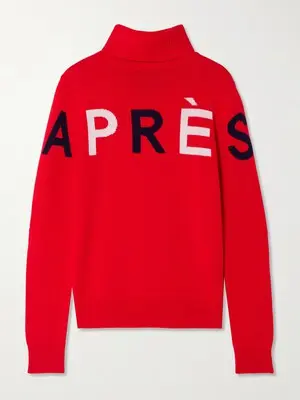 Perfect Moment Intarsia Merino Wool Turtleneck Sweater - Red