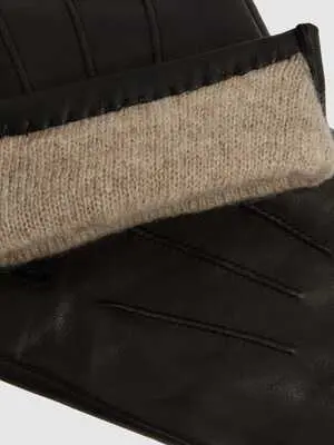 REISS Monty Nappa Leather Gloves - Black