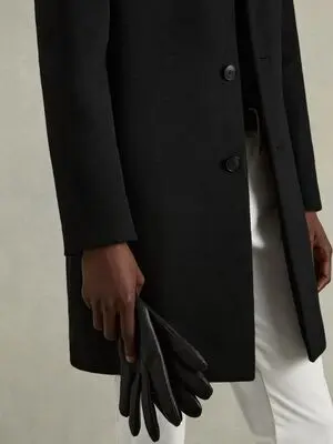 REISS Monty Nappa Leather Gloves - Black