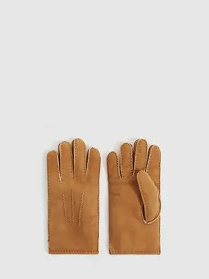 REISS Agon Shearling Gloves - Tan