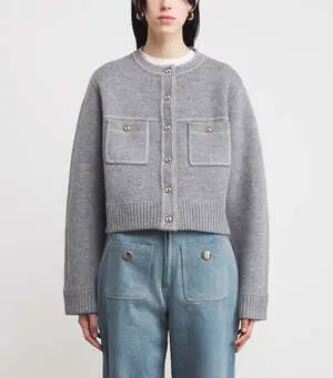 Sandro Wool-blend Topstitched Cardigan
