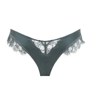 Kiki De Montparnasse Silk-lace Thong - Blue