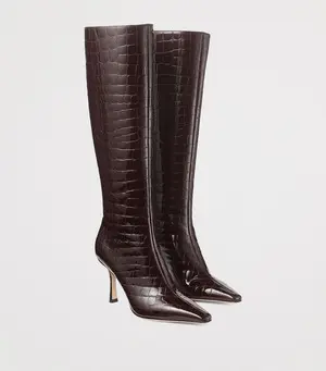JIMMY CHOO Agathe 85 Leather Knee-high Boots - Brown