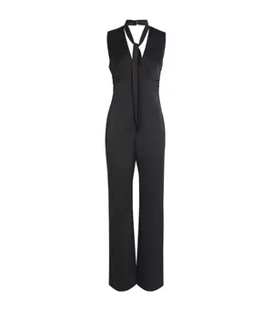 Claudie Pierlot Satin Plunge-neck Jumpsuit - Black