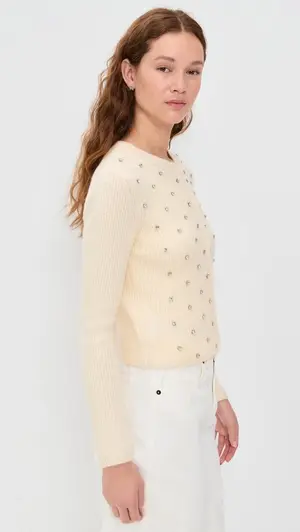DAZE Embellished Ribbed Knit Cardigan