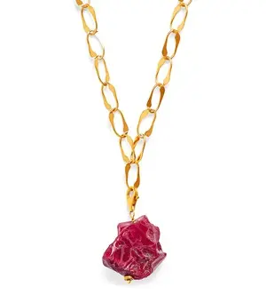 HERMINA ATHENS Gold-plated Lithos Quartz Necklace - Red