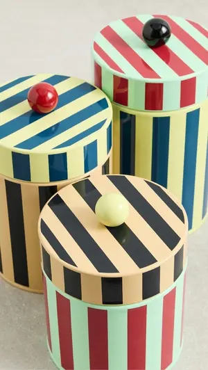 DUSEN DUSEN Striped Canisters Set Of 3