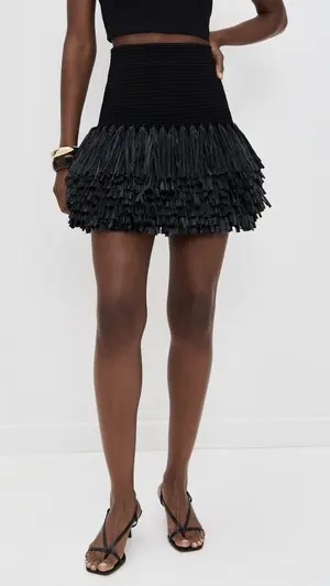 Aje Agave Knit Raffia Mini Skirt
