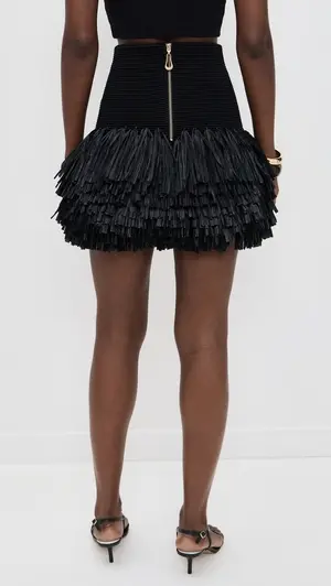 Aje Agave Knit Raffia Mini Skirt