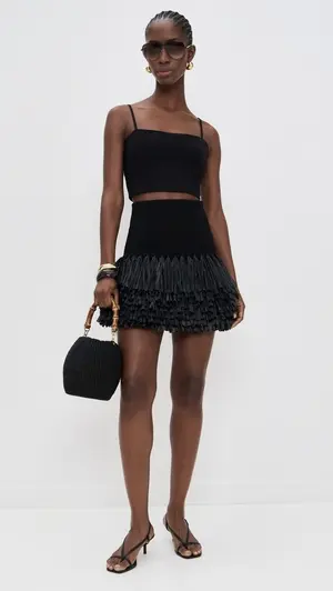 Aje Agave Knit Raffia Mini Skirt