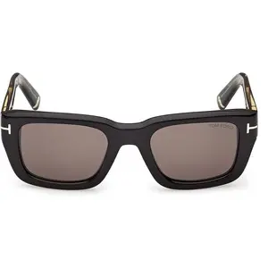 TOM FORD 52mm Rectangular Sunglasses - Shiny Black/smoke Lens