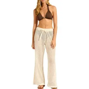 Seafolly Side Split Cover-Up Pants Ecru