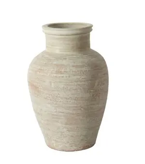 CG HUNTER 12.4" Hand Painted Terracotta Vase - Crème