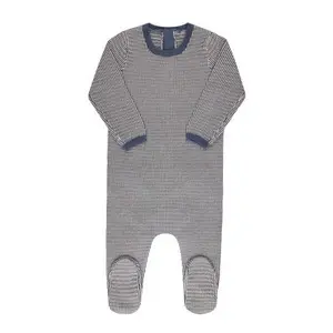 ELY'S & CO. Thin Stripe Collection Footie - Blue/ivory