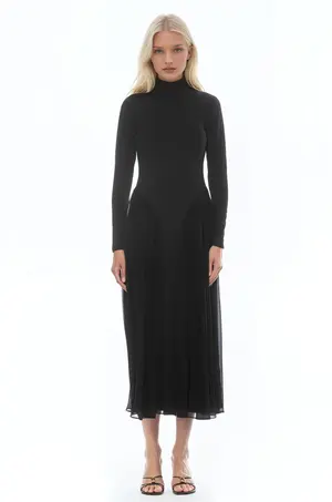 ALEXIA ADMOR Odette Mockneck Midi Dress - Black