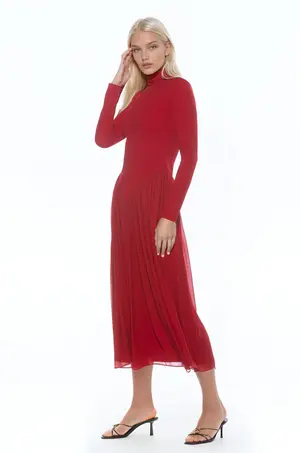 ALEXIA ADMOR Odette Mockneck Midi Dress - Burgundy