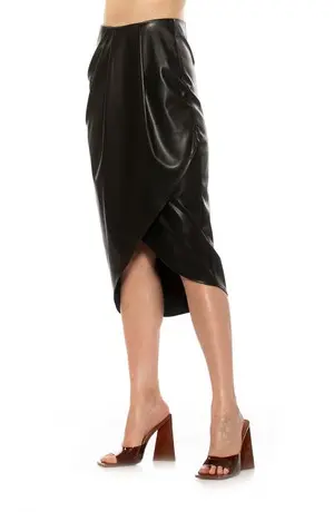 ALEXIA ADMOR Theana Faux Leather Pleated Midi Skirt