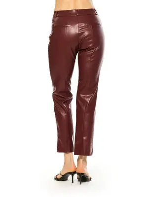 ALEXIA ADMOR Lior Vegan Leather Pants - Burgundy