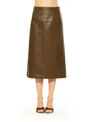 ALEXIA ADMOR Isla Vegan Leather Midi Skirt - Camel