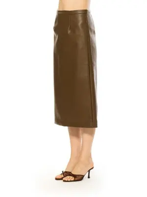 ALEXIA ADMOR Isla Vegan Leather Midi Skirt - Camel