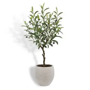 CG HUNTER Artificial Olive Topiary Tree With Mediterranean Pot - Green