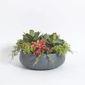 CG HUNTER Round Artificial Succulent Arrangement - Grey