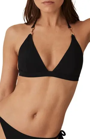REISS Riah Triangle Bikini Top - Black