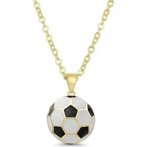 LILY NILY 3d Soccer Ball Pendant Necklace - Black
