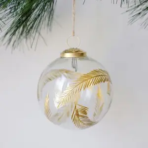 CG HUNTER 4" Artisan Glass Leaf Ornament - Gold Etched